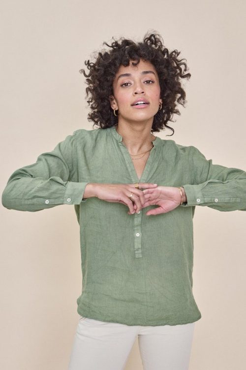 Oil green 100% linskjorte Mos Mosh – 133120 danna