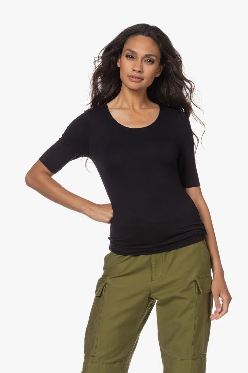 Cigare, marine, sort eller hvit silkemyk viskose stretch topp m erm ...