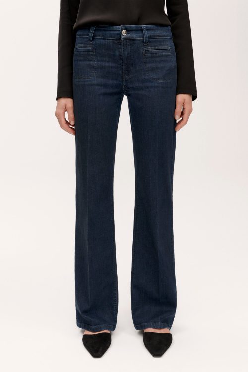 Modern rinsed ‘Tess wide leg’ vid råjeans med små lommer Cambio Tess ...