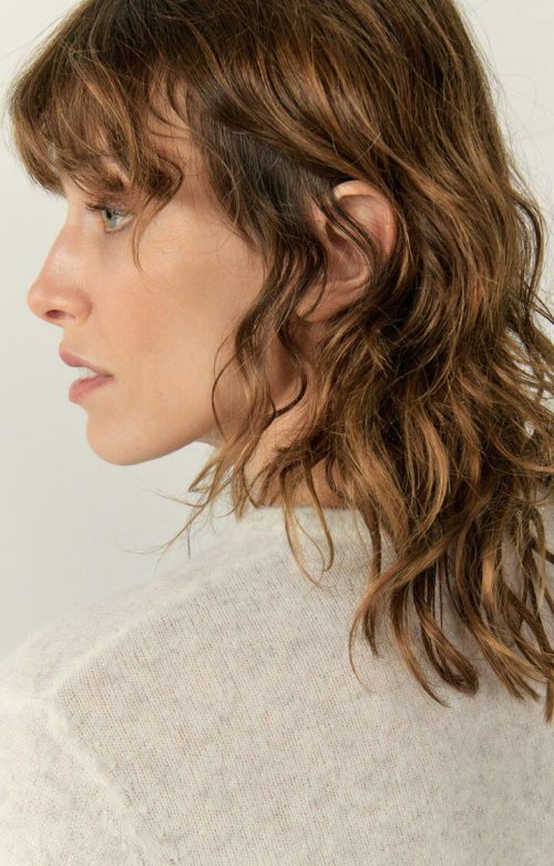 Violine, bleuet eller ecru ull/alpakka-miks kort cardigan American ...